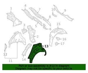 2019-2024 Toyota Corolla Wheel Housing Side Panel 61631-12540 | Toyota ...