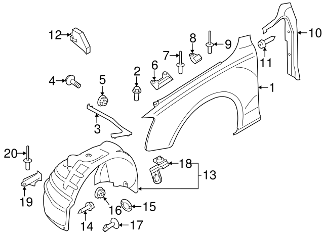 8T0-821-172-P - Fender Liner 2013-2015 Audi RS5 | Audi OEM Parts