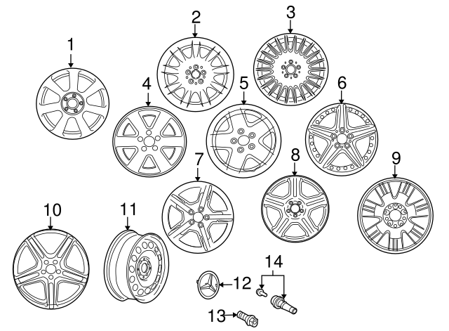 2007-2020 Mercedes-Benz Wheel Lug Bolt 000-990-51-07 | MB OEM Parts