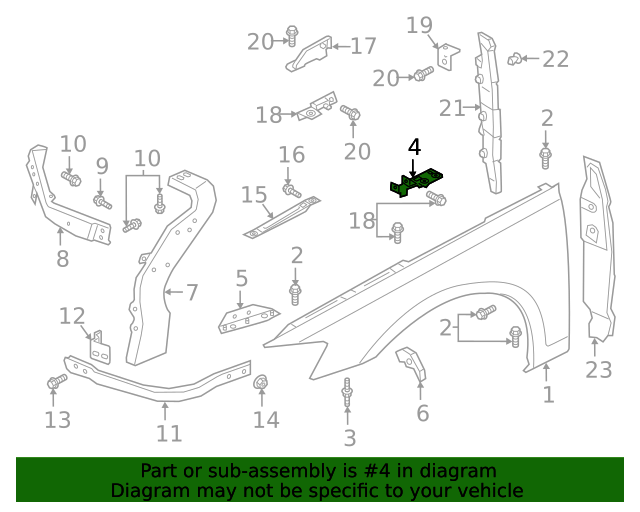 4N0-821-149-A - Fender Lower Bracket 2019-2023 Audi | Audi OEM Parts