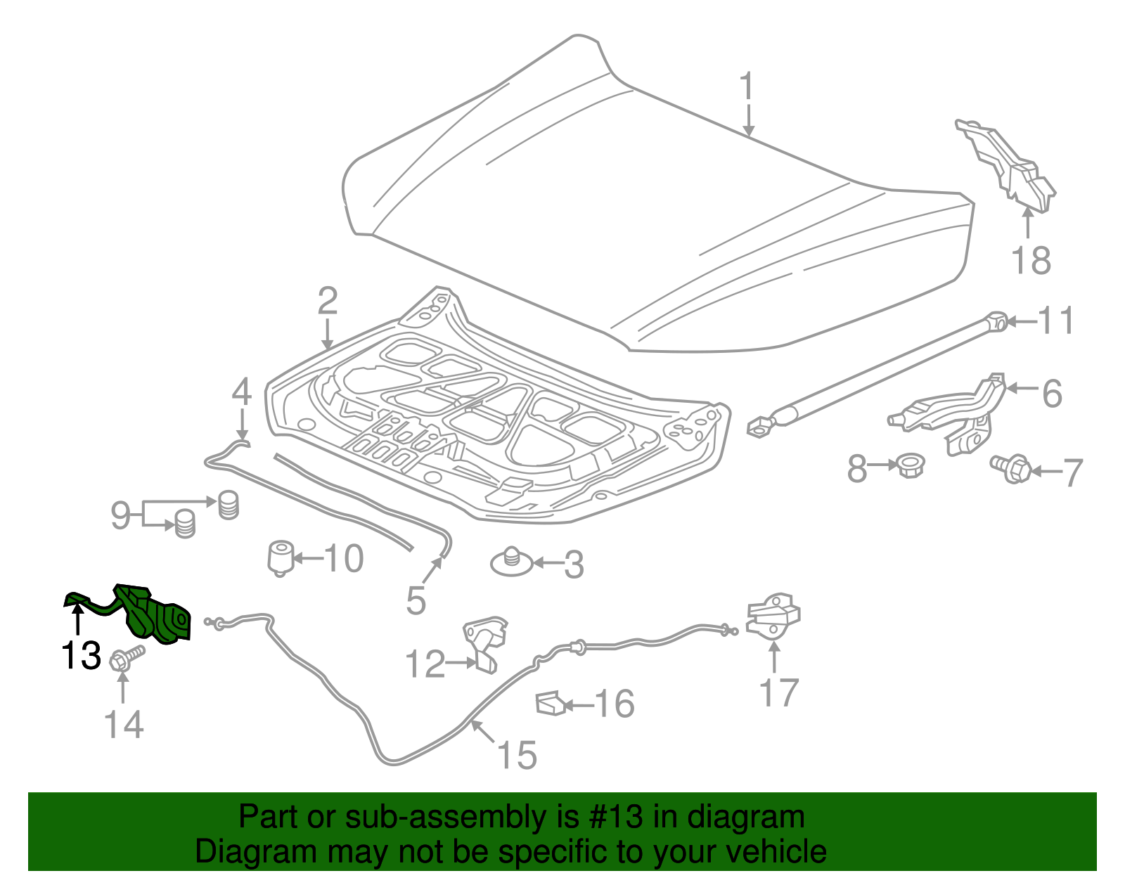 2019 GMC Acadia Hood Primary and Secondary Latch 84679219 | Partners Chevy