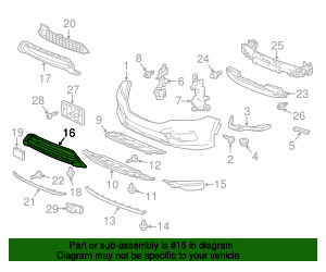 71152-T2F-A60 - Grille Front Bumper (Lower) - 2016 2017 Honda Accord ...