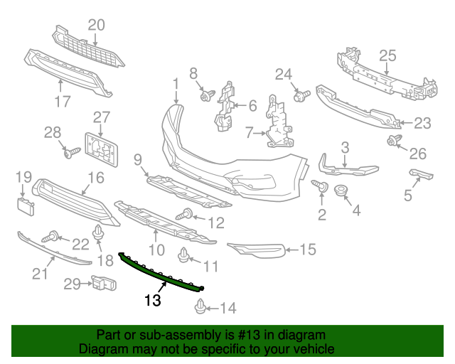 OEM 2014-2017 Honda Accord Air Deflector 71110-T3V-A00 | Honda ...