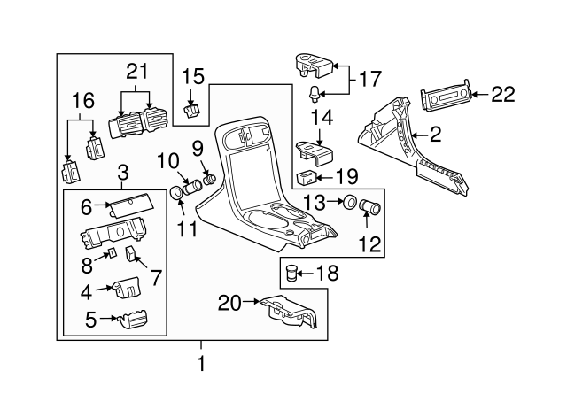 2005-2013 Chevrolet Corvette Front Floor Console Cup Holder 15838450 ...