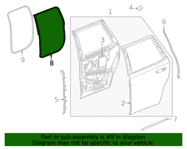 2021-2024 Cadillac Escalade Rear Passenger Side Door Weatherstrip ...