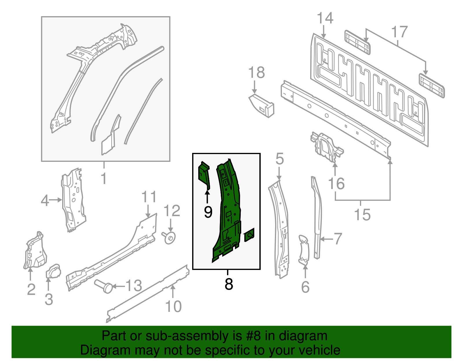 2018-2024 Ford Inner Lock Pillar hc3z2524301b | TascaParts.com