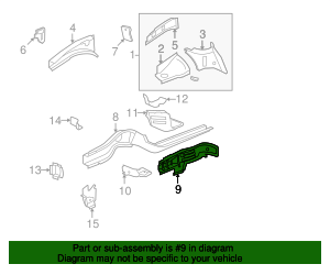 2004-2012 GM Driver Side Front Engine Compartment Outer Rail 22675133 ...