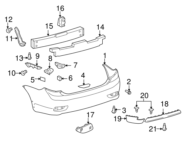 2011-2013 Toyota Corolla Upper Retainer 52563-02090 | Toyota Parts Center