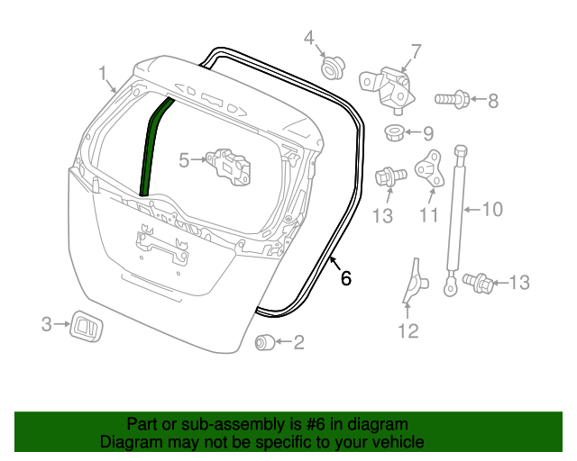 74440-T5A-003 - Weatherstrip Tailgate - 2015-2020 Honda Fit | Honda Car ...