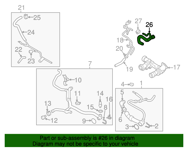 2015-2016 Audi A3 HVAC Heater Hose 5Q0-122-157-CL | Audi USA Parts