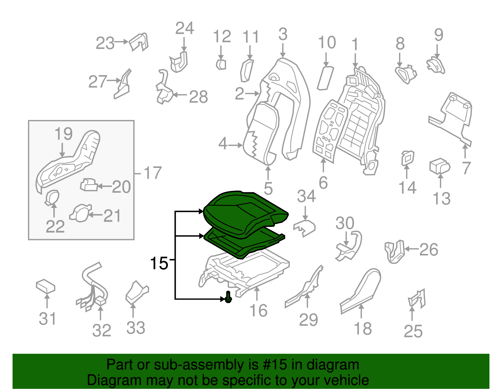 2015-2016 Nissan GT-R Cushion Assembly 87300-KJ16C | Team Nissan Inc.