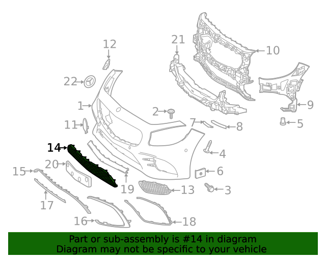 222-885-93-00 - Outer Grille 2018-2020 Mercedes-Benz S 63 AMG ...