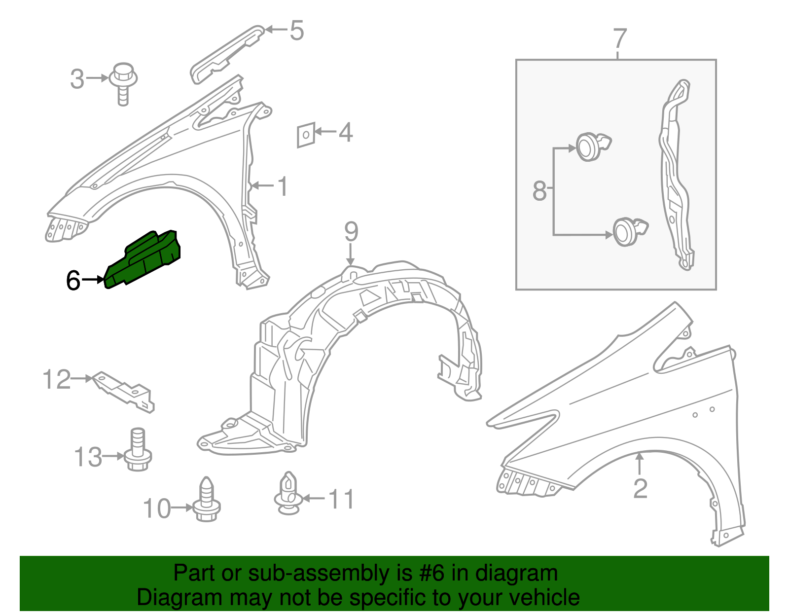 Genuine Toyota Fender Protector part# 53826-47030 for 2012-2017 Toyota ...