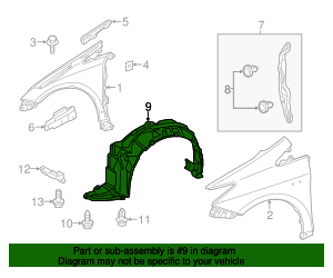 2015-2017 Toyota Prius V Fender Liner 53875-47061 | OEM Vehicle Parts