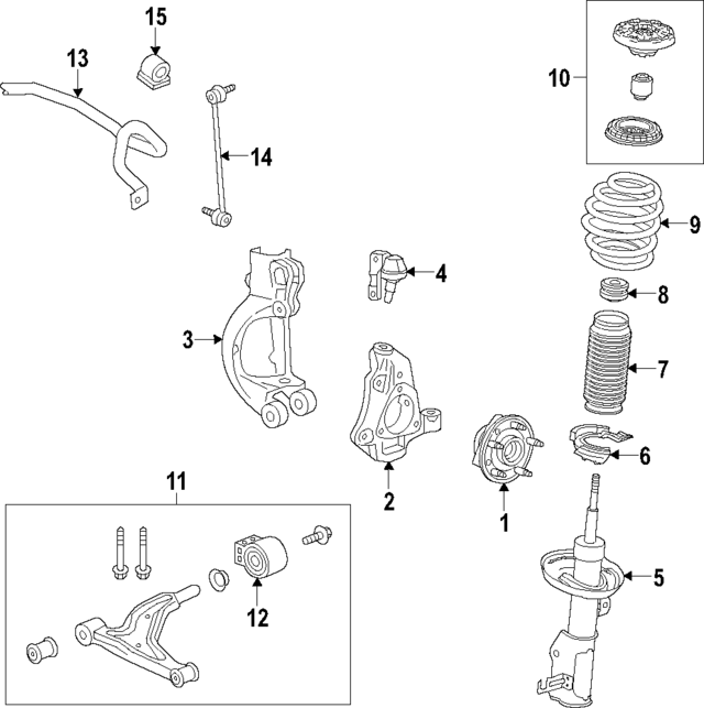 GM Parts | Genuine Front Driver Side Suspension Strut Assembly Kit Part ...