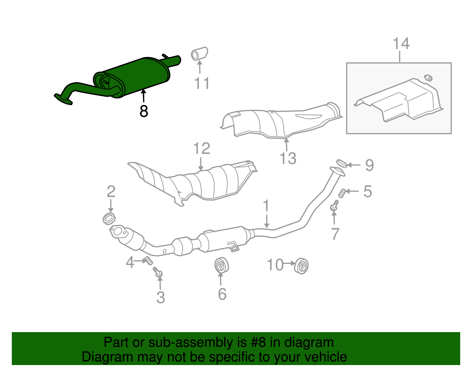 2009-2013 Toyota Corolla Muffler & Pipe 17430-37280 | Toyota Parts Center