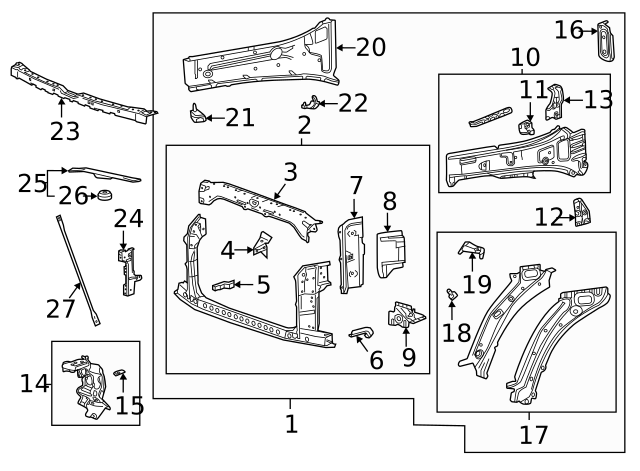 84742544 - Front Passenger Side Bumper Cover Support Bracket - 2021 ...