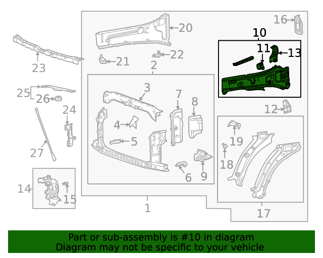 2021-2023 GM Driver Side Front Compartment Upper Side Rail 84607764 ...