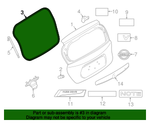 90830-3WC0A - Hatch Seal 2014-2019 Nissan Versa Note | AutoNationParts.com