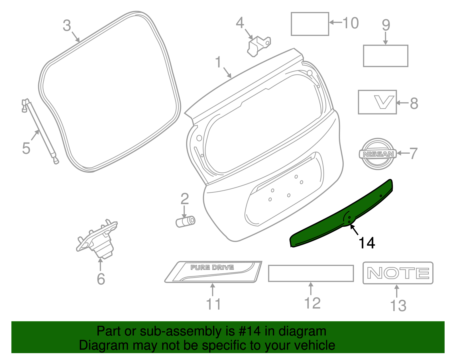 2014-2019 Nissan Versa Note Finish Molding 90810-3VY2H | Nissan RVA