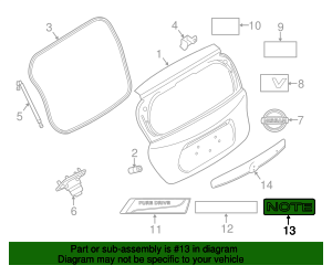 2014-2019 Nissan Versa Note Nameplate 90892-3VY2A | TascaParts.com