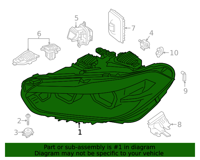 63117489234 - 2018-2021 BMW X2 Composite Headlamp (63-11-7-489-234 ...