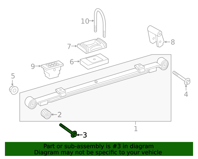 910105-012004 - Leaf Spring Front Bolt 2010-2021 Mercedes-Benz ...