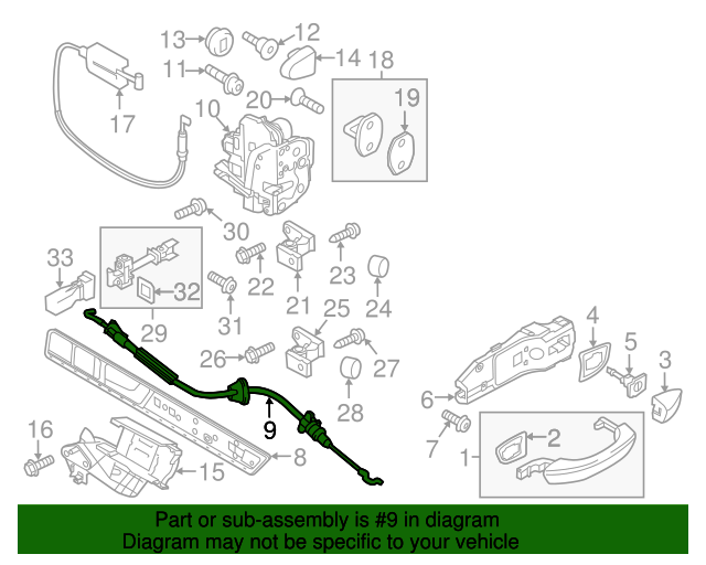 7P6-837-085-C - Door Latch Cable 2011-2017 Volkswagen Touareg ...