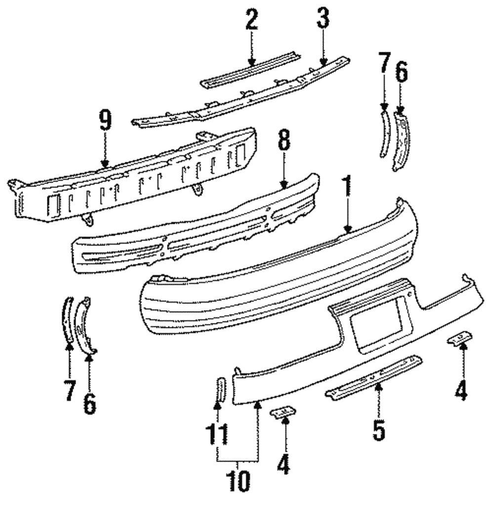 Genuine Toyota Bumper Cover Support part# 52158-20070 for 1990-1993 ...