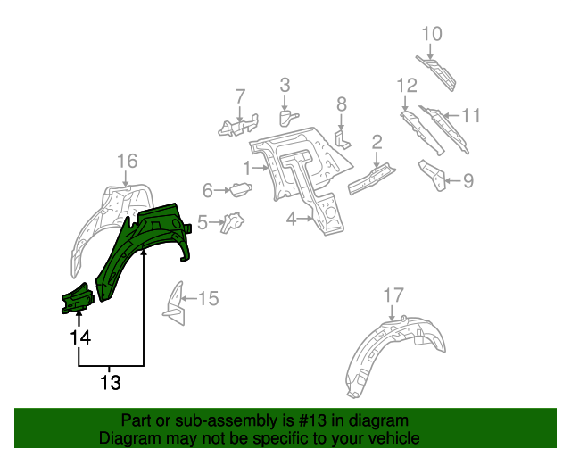 2008-2013 Toyota Highlander Outer Wheelhouse 61631-0E901 | Toyota Parts ...
