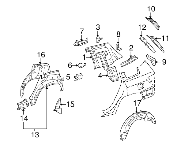 2008-2013 Toyota Highlander Outer Wheelhouse 61631-0E901 | Toyota Parts ...