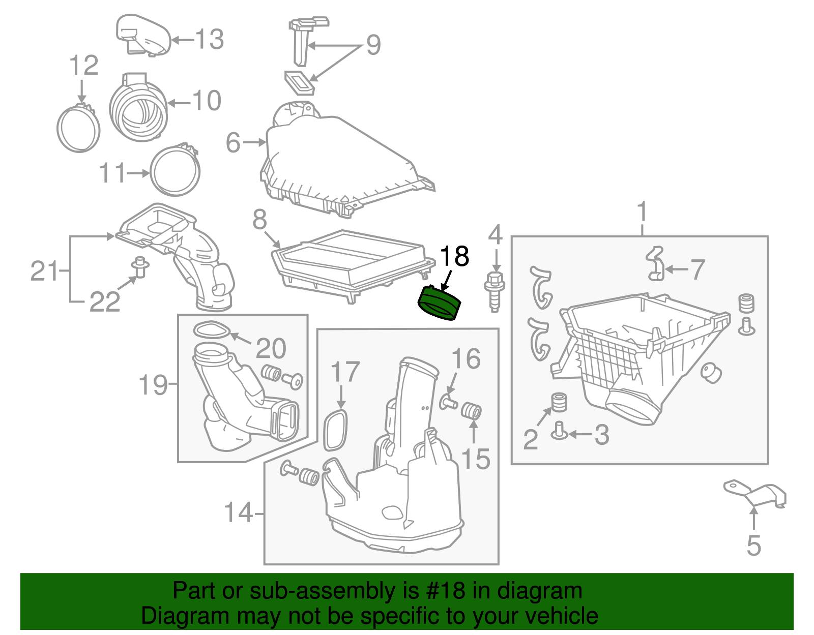 17251-5A2-A00 - 2013-2017 Honda Accord - Tube Air Cleaner Connecting ...