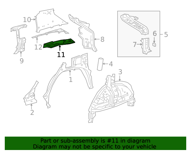 2019-2023 Toyota Quarter Panel Reinforcement Bracket 61709-0R010 ...
