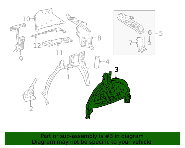 2019-2024 Toyota Inner Wheelhouse 61607-0R060 | Toyota Parts Center