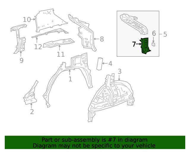 2019-2023 Toyota Quarter Panel Reinforcement Bracket 61745-0R050 ...