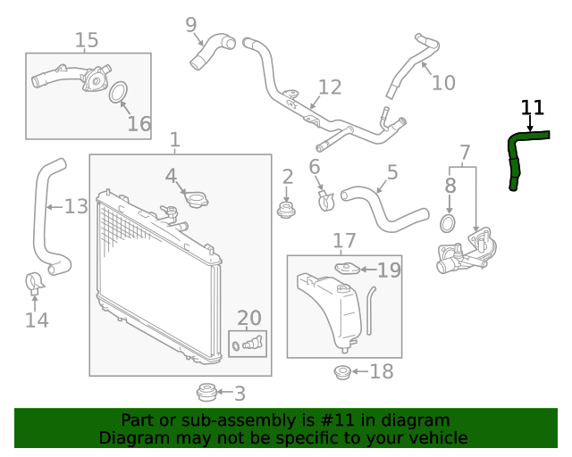 2017-2024 Toyota Engine Coolant Hose 16264-0P020 | Toyota Parts Center