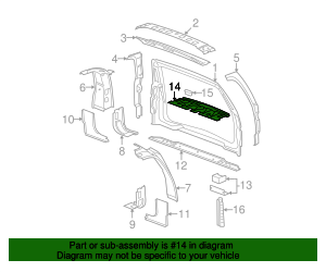 2007-2014 GM Back Body Opening Frame Lower Reinforcement 15829742 ...