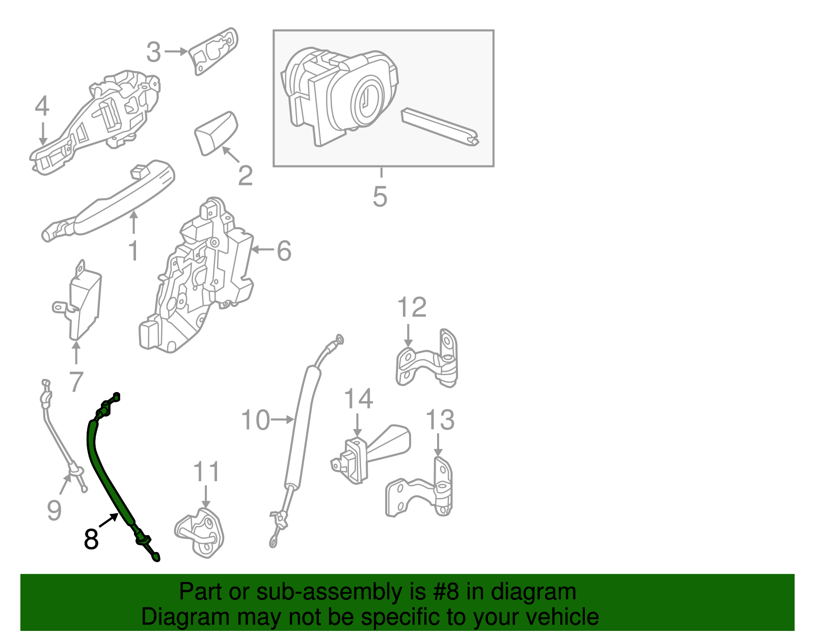 LR025409 - Door Latch Cable 2012-2019 Land Rover Range Rover Evoque ...
