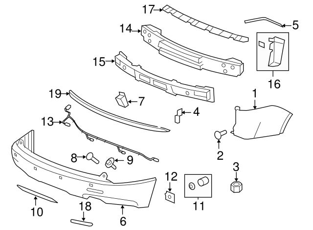15830075 - Rear Bumper Fascia Filler 2007-2012 GMC Acadia | Chevrolet ...