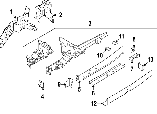 Genuine OEM Ford Part - Apron/Rail Assembly PK4Z-16054-A | Genuine OEM ...