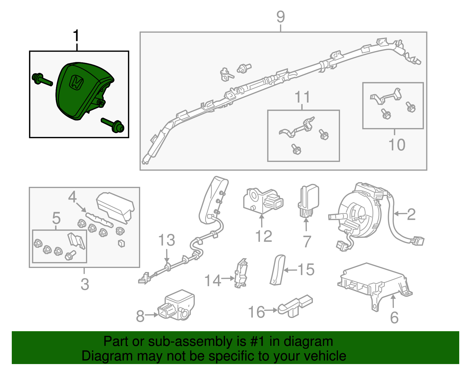 77810-SZA-A81ZA - Driver Inflator Module 2009-2015 Honda Pilot | Honda ...