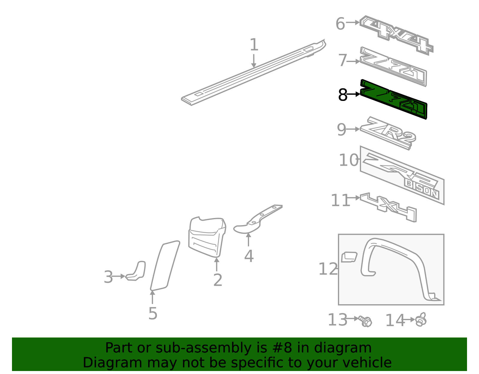 2021-2022 Chevrolet Colorado Pickup Box Side Decal 84467007 | Partners ...
