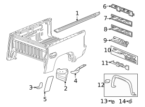 52030175 - Passenger Side Pickup Box Side Upper Molding 2015-2022 GM ...