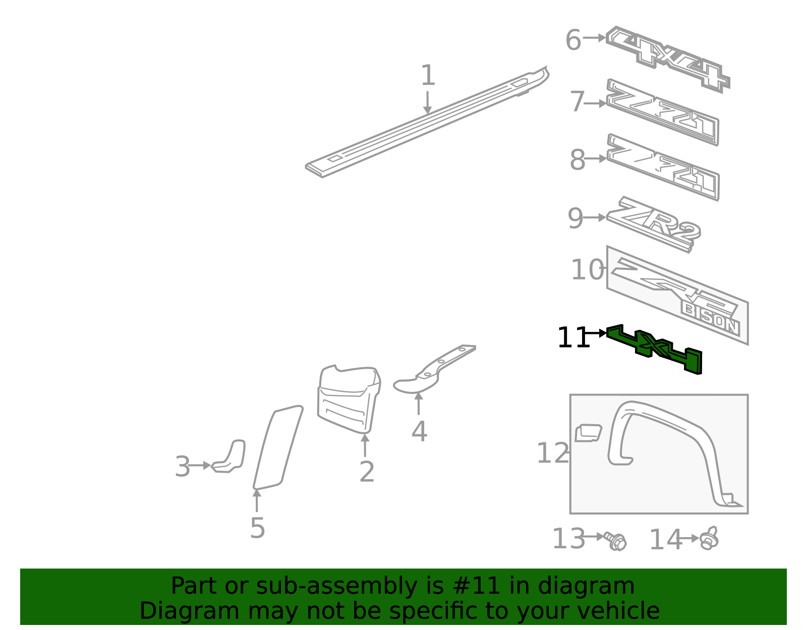 2014-2020 GM Pickup Box Side 4x4 Decal 23269921 GM | GMPartsDirect.com