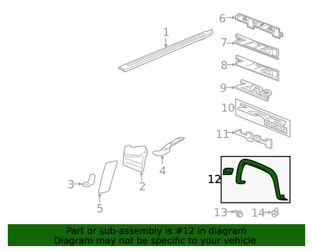 Genuine OEM Rear Driver Side Wheel Opening Rear Molding Part# 84210998 ...