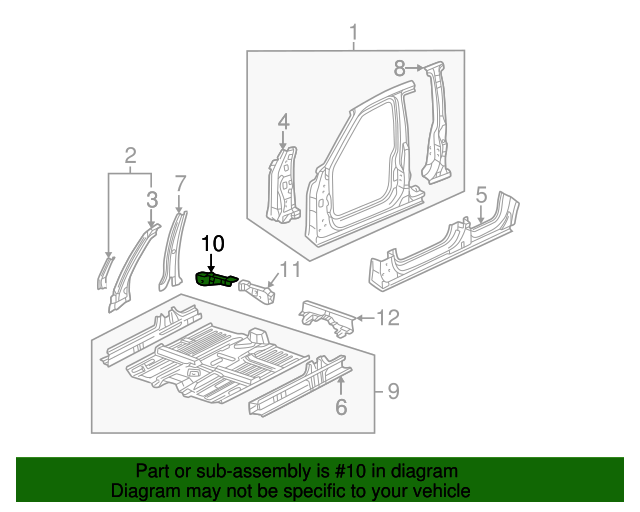 1997-2001 Honda CR-V Gusset, R 65712-S10-A00ZZ | OEM Parts Online
