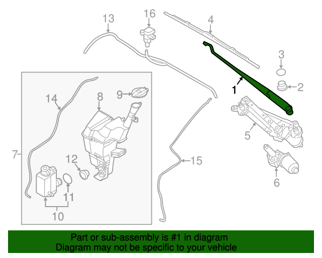 98311-1W000 - Windshield Wiper Arm 2012-2019 Kia Rio | Kia.Parts Store