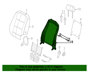 2010-2019 Volkswagen Seat Back Frame 3AA-881-516-A | VW Parts Center