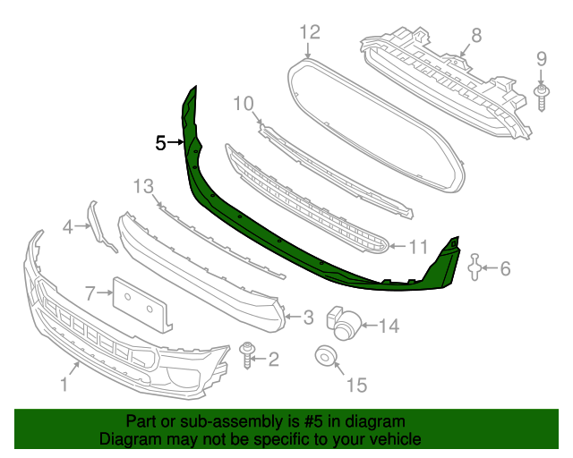51-11-7-451-336 - Black band spoiler, front 2016-2019 Mini Cooper ...