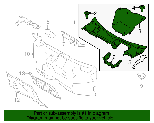 Genuine OEM Cowl Grille Part# LR111636 Fits 2015-2019 Land Rover ...